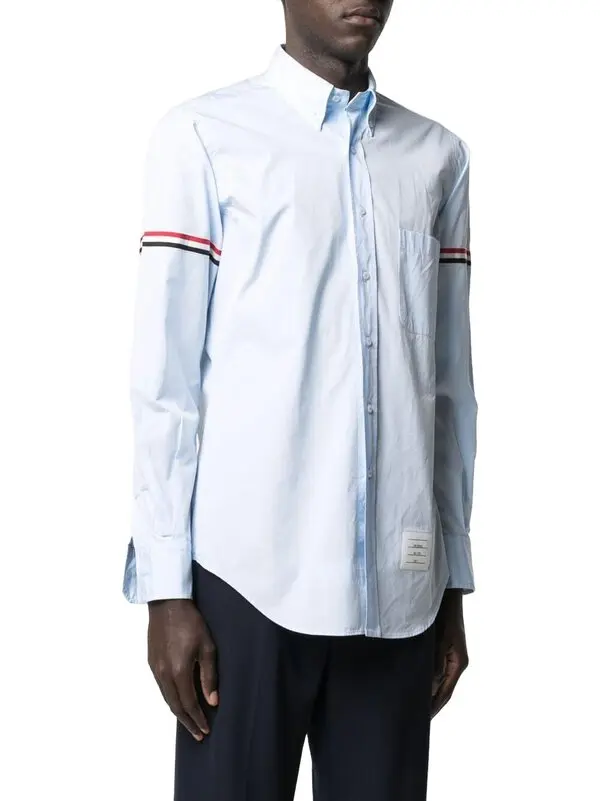Thom Browne Rwb-stripe Long-sleeve Shirt - Blue