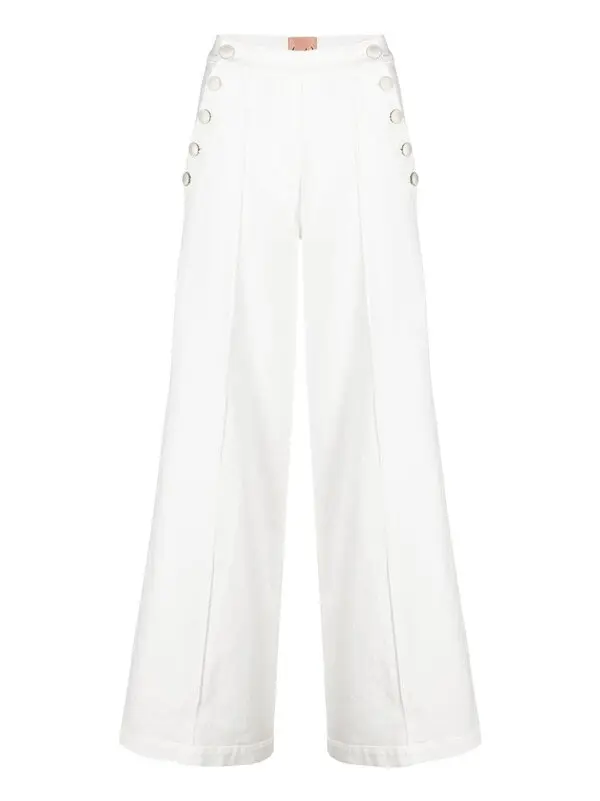 NUDE High-waisted Wide Leg Trousers - White