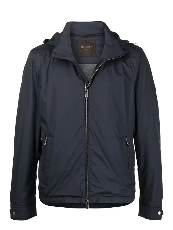 MOORER Hooded Zip-front Jacket - Blue
