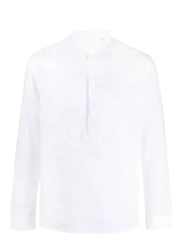 COSTUMEIN Mandarin-collar Linen Shirt - White