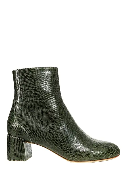 SANTM Monti Embossed Leather Boots - Green