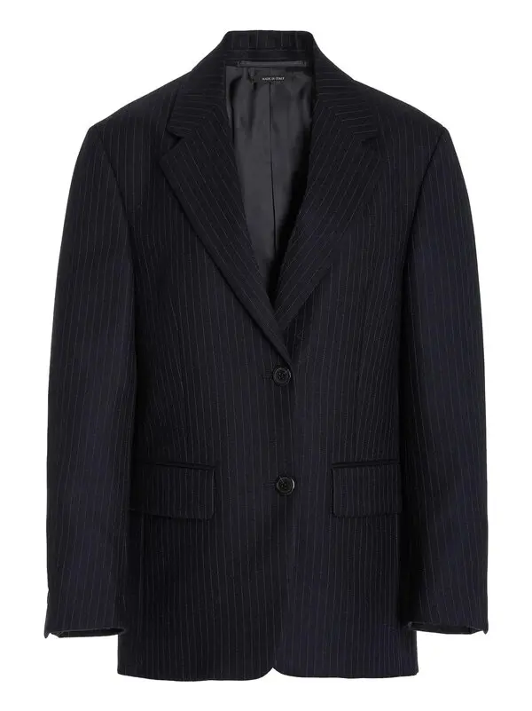 Prada Pinstriped Wool Blazer - Blue