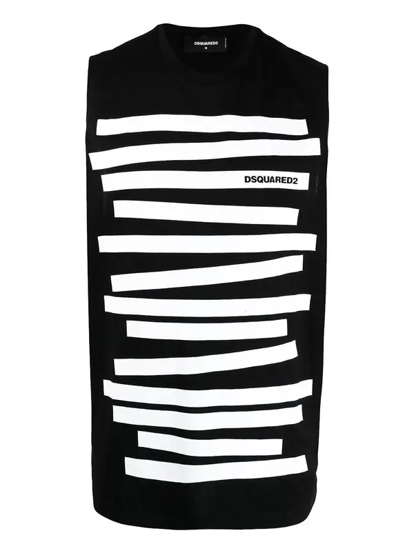 Dsquared2 Logo-print Striped Vest - Black