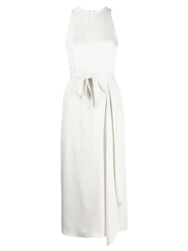 Vince Sleeveless Tie-waist Midi Dress - Neutrals