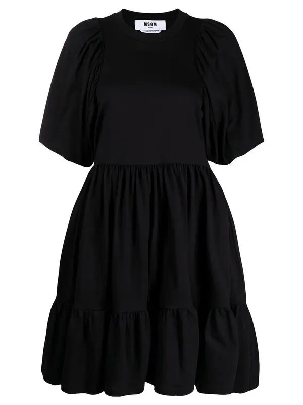 MSGM Puff-sleeve Mini Dress - Black