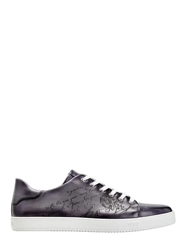 Berluti Playtime Scritto Leather Sneakers - Light Aluminio