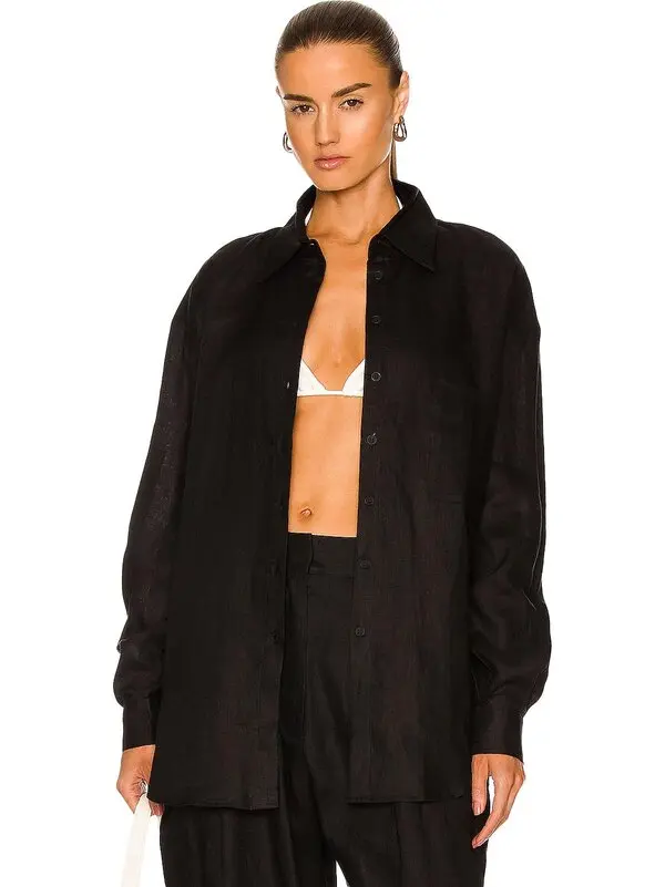AEXAE Linen Woven Shirt - Black