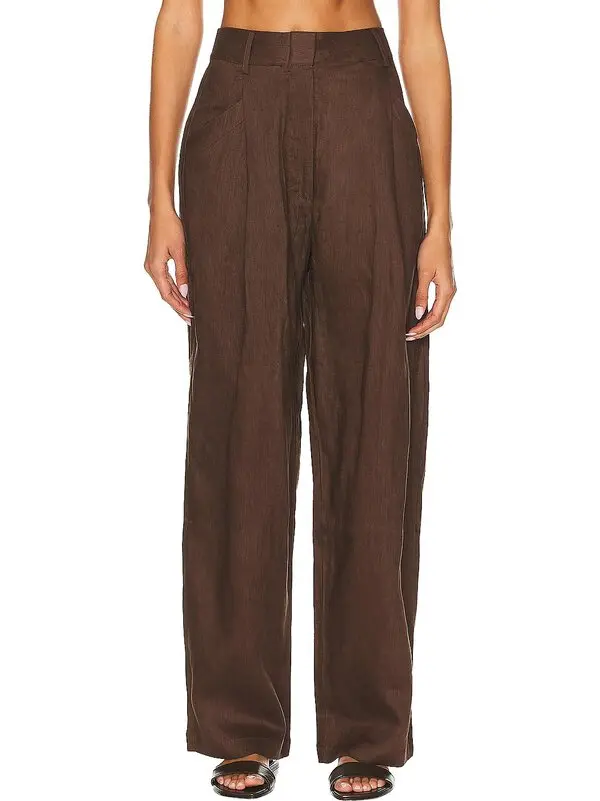 AEXAE Linen Trousers - Brown