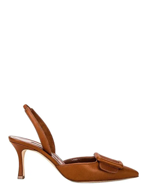 Manolo Blahnik Maysli 70 Slingbacks - Medium Brown