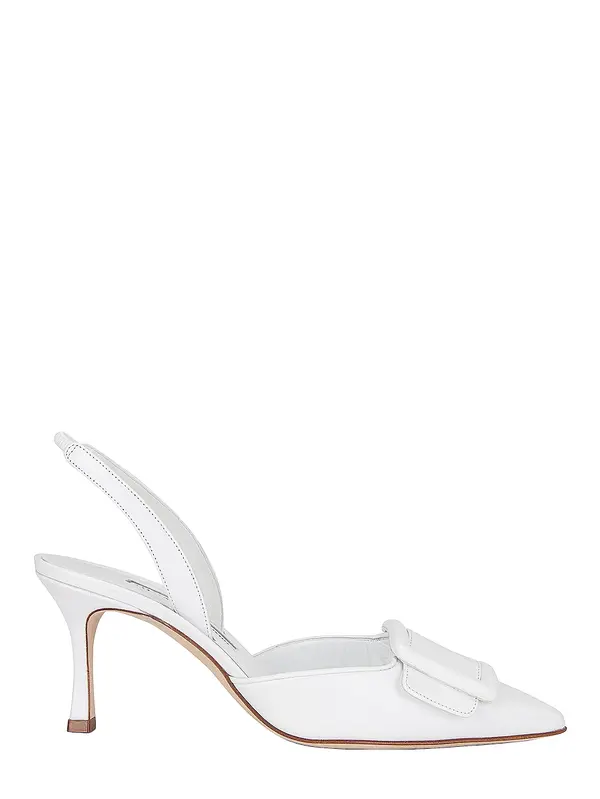 Manolo Blahnik Maysli 70 Slingbacks - White