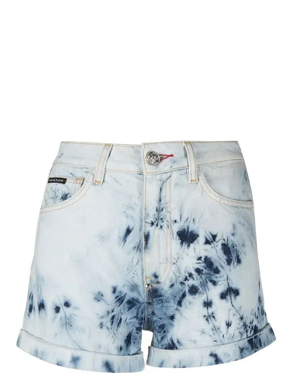 Philipp Plein Bleached Hot Pants - Blue