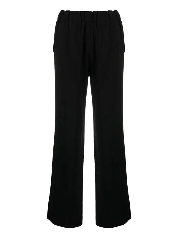 Alberto Biani Flared Crepe Trousers - Black