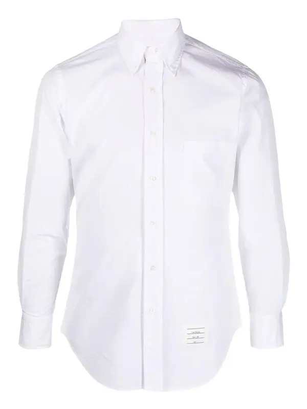 Thom Browne Button-down Rwb Detail Shirt - White
