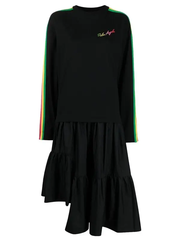 Palm Angels Asymmetric Long-sleeve Dress - Black