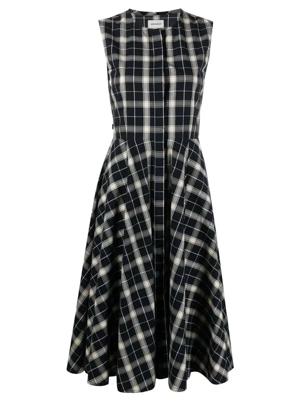 Woolrich Check Flared Midi Dress - Blue
