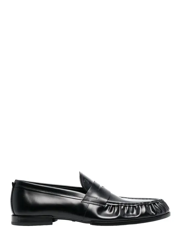 TOD'S Gathered-effect Penny Slot Loafers - Black