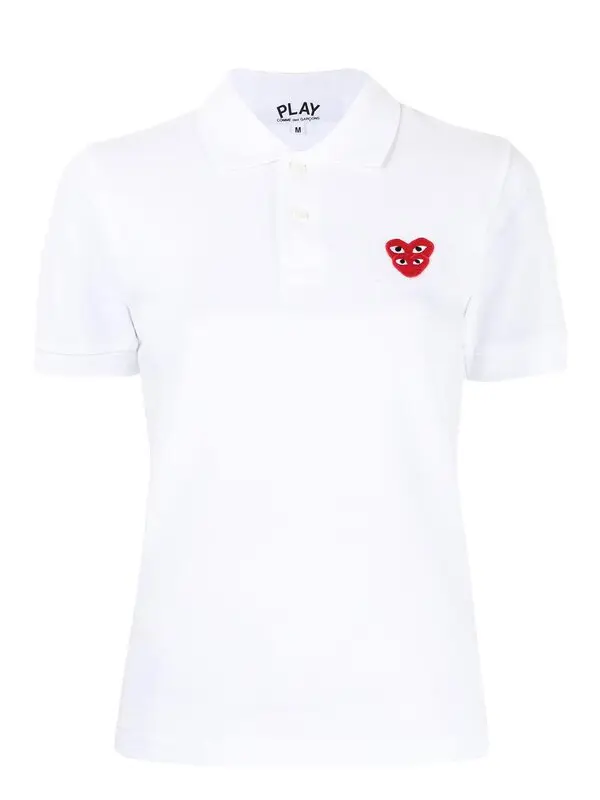 Play Comme Des Garcon Logo-patch Polo Shirt - White