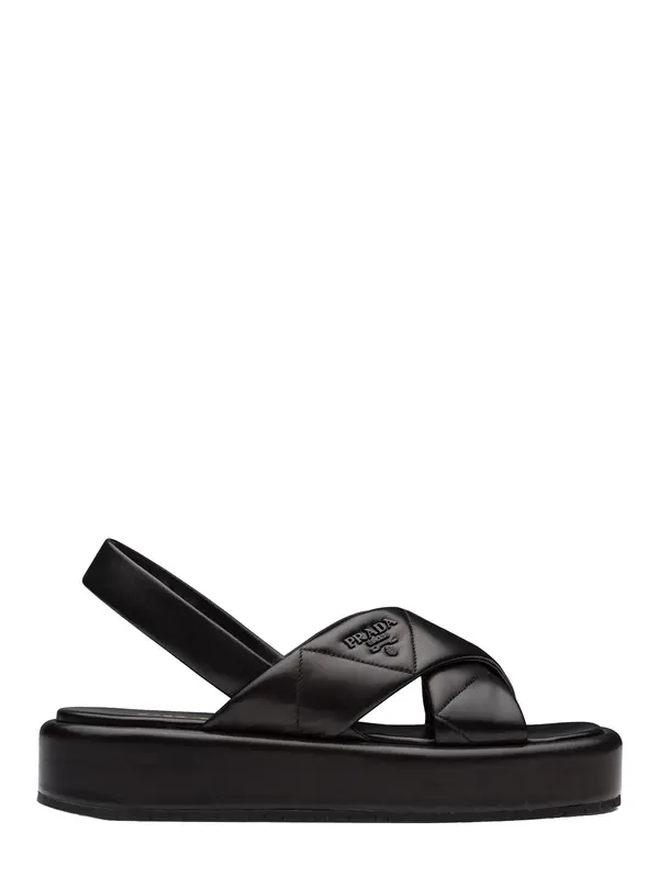 Prada Quilted Flatform Sandals - Black