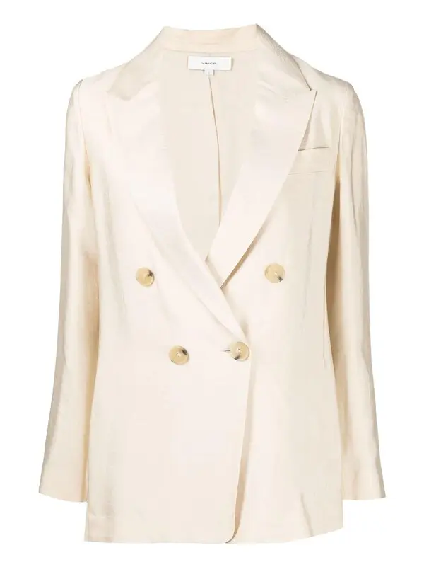 Vince Double-breasted Tailored Blazer - Neutrals