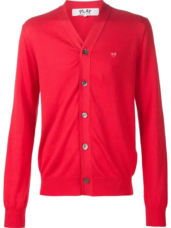 Play Comme Des Garcon Mini Heart Cardigan - Red