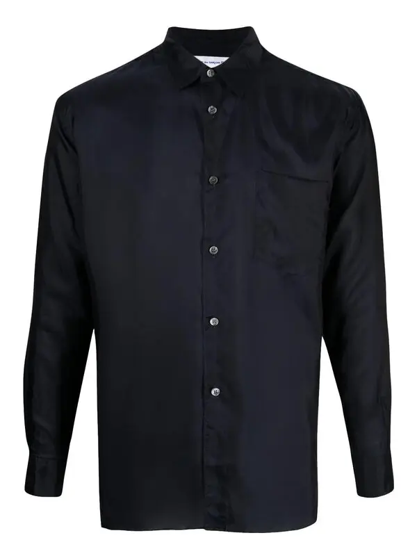 Comme Des Garçons Pointed Collar Long-sleeved Shirt - Blue