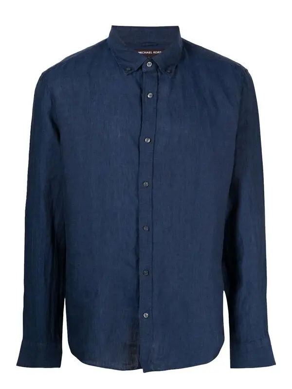 Michael Kors Button-down Linen Shirt - Blue