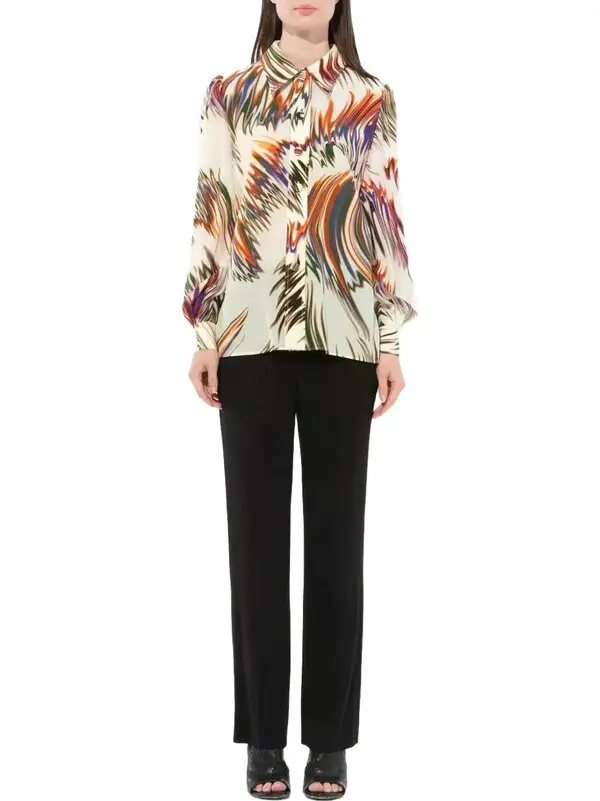 Givenchy Long Sleeve Printed Silk Shirt - White