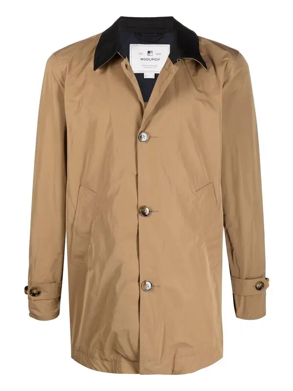 Woolrich Lightweight Cotton Jacket With Contrasting Collar - Neutrals