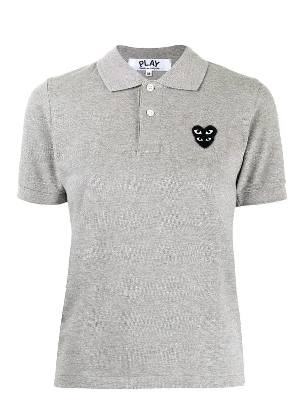 Play Comme Des Garcon Logo-patch Polo Shirt - Grey