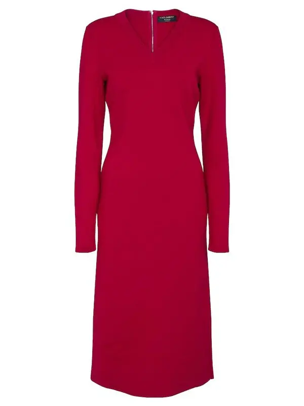 Dolce & Gabbana Stretch-wool Midi Dress - Red