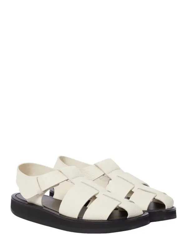 THE ROW Fisherman Leather Sandals - White