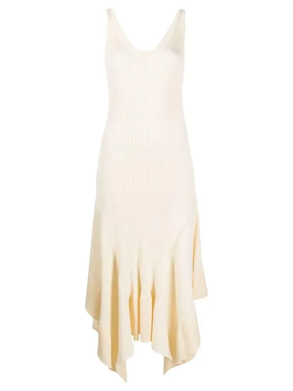 Stella McCartney Rib-detail Asymmetric Dress - Neutrals