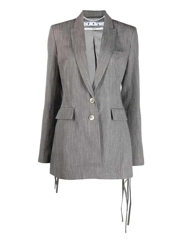 Off-White Fitted Blazer With Rear Logo Print - Grey