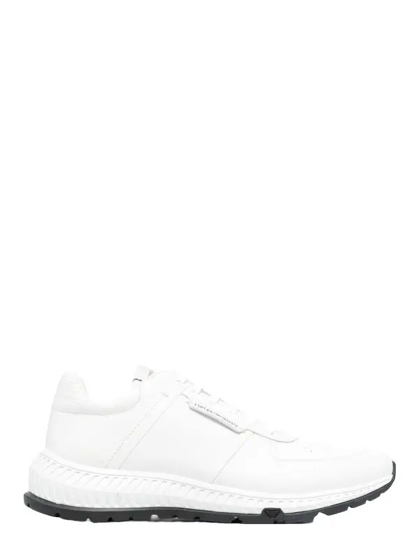 Emporio Armani Leather-panel Lace-up Sneakers - White