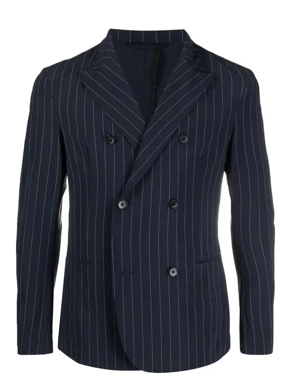 HYDROGEN Pinstripe Double-breasted Blazer - Blue