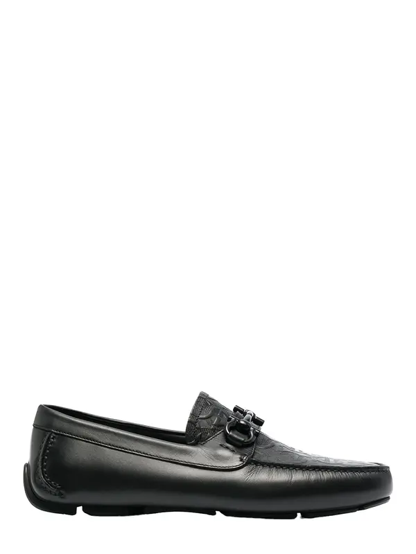FERRAGAMO Gancini Logo Loafers - Black