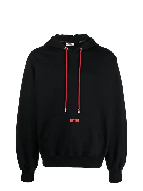 Gcds Logo-print Cotton Hoodie - Black