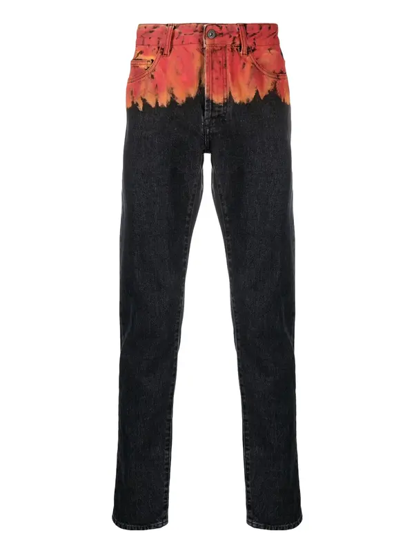 COUNTY OF MILAN Marcelo Burlon Flame-print Jeans - Black