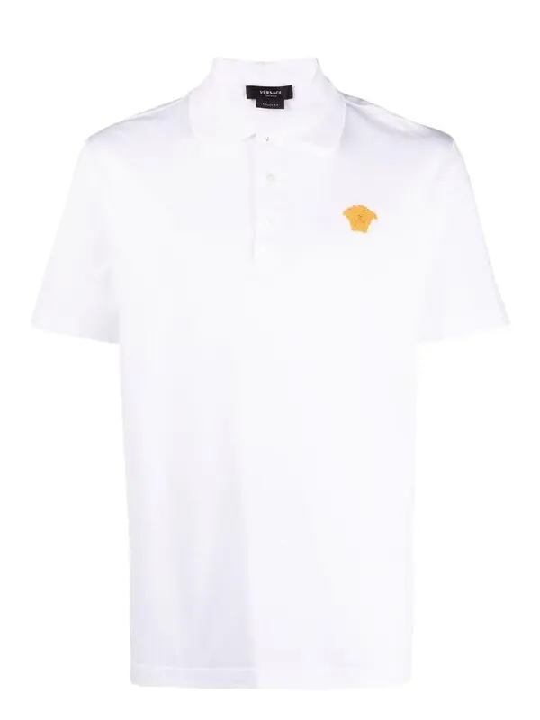 Versace Medusa Embroidered Polo Shirt - White