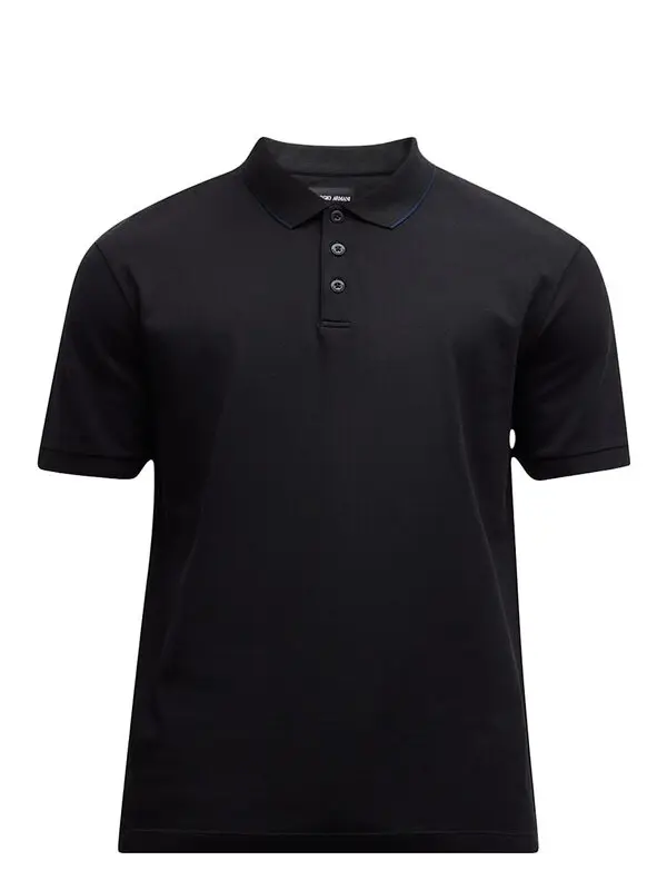 Giorgio Armani Tipped Polo Shirt - Solid Black