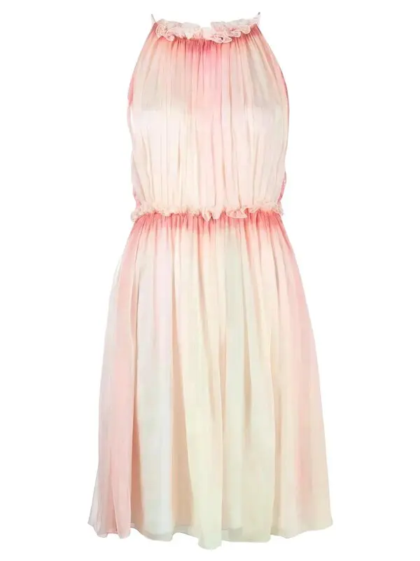 Alberta Ferretti Ruffled Silk Halterneck Dress - Pink