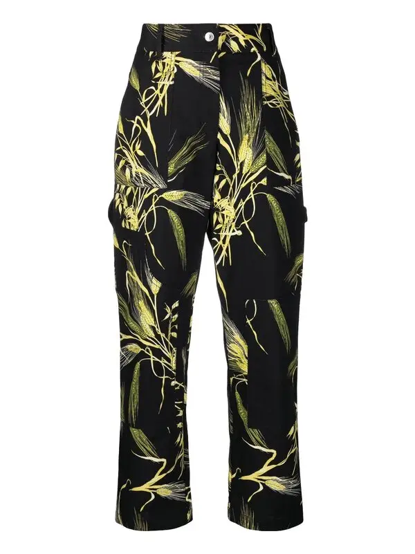 MSGM Leaf-print Trousers - Black
