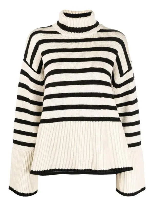 TOTEME Striped Roll Neck Jumper - Neutrals
