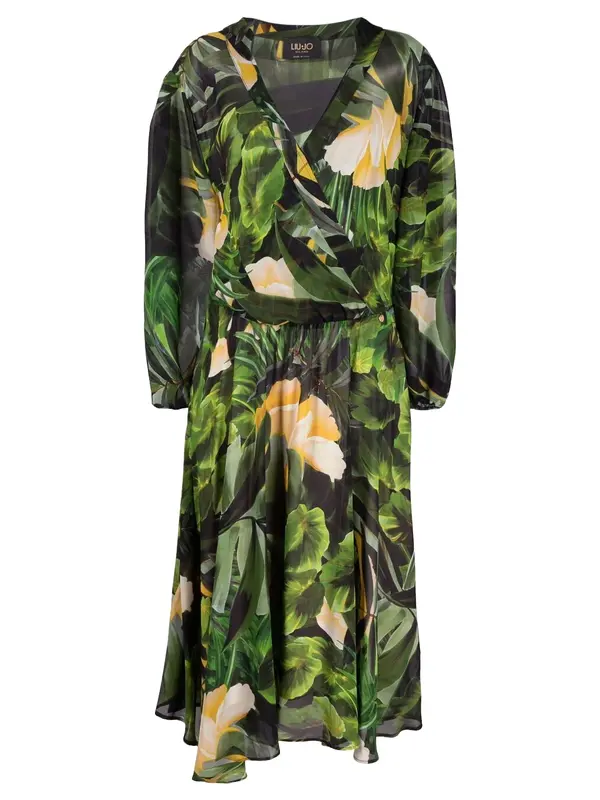 Liu Jo Tropical-print Midi Dress - Green