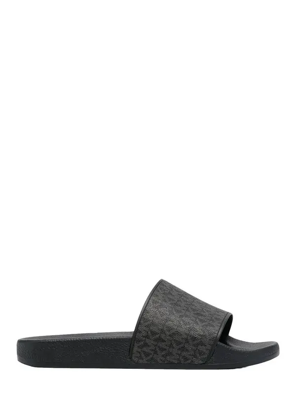 Michael Kors Jake Monogram Logo-print Slides - Black