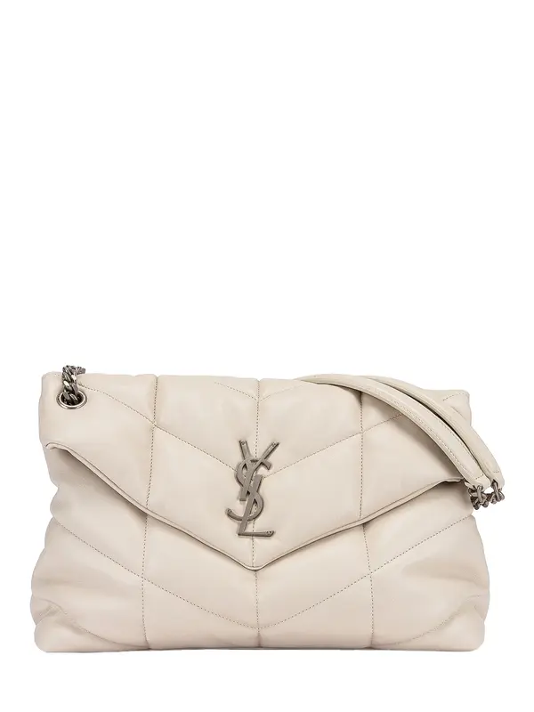 Saint Laurent Medium Monogramme Puffer Loulou Shoulder Bag - Crema Soft