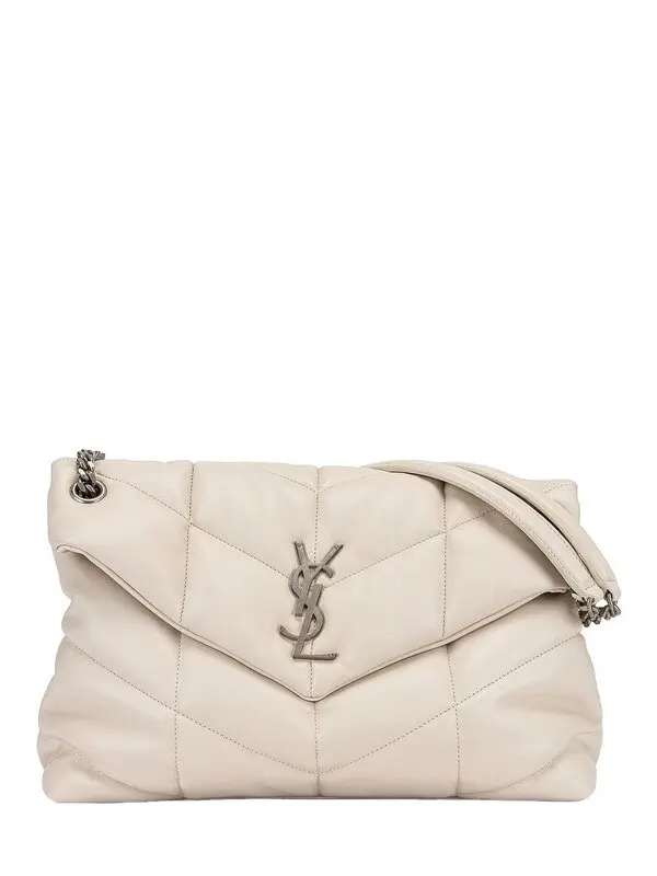 Saint Laurent Medium Monogramme Puffer Loulou Shoulder Bag - Crema Soft