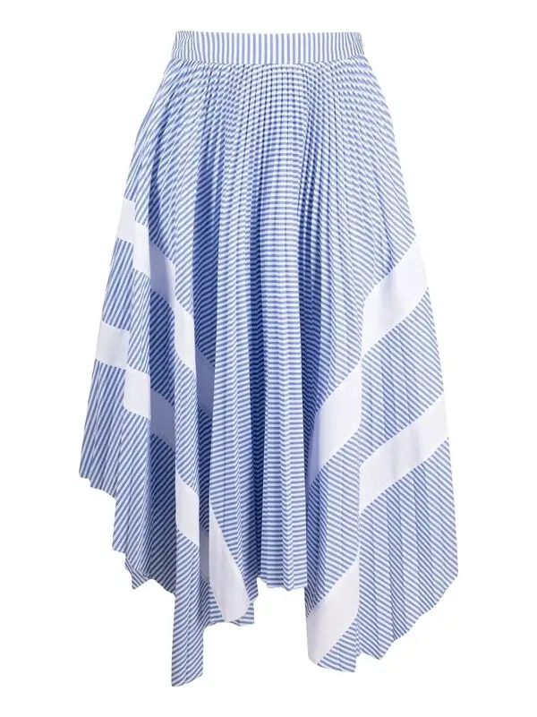 Palm Angels Asymmetric Pinstriped Pleated Midi Skirt - Blue
