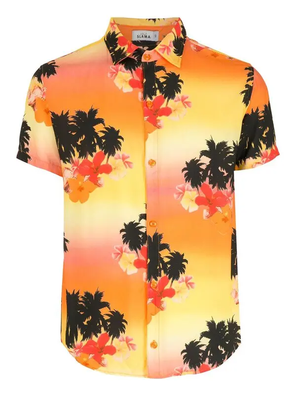 AMIR SLAMA Tropical Print Short-sleeve Shirt - Multicolour
