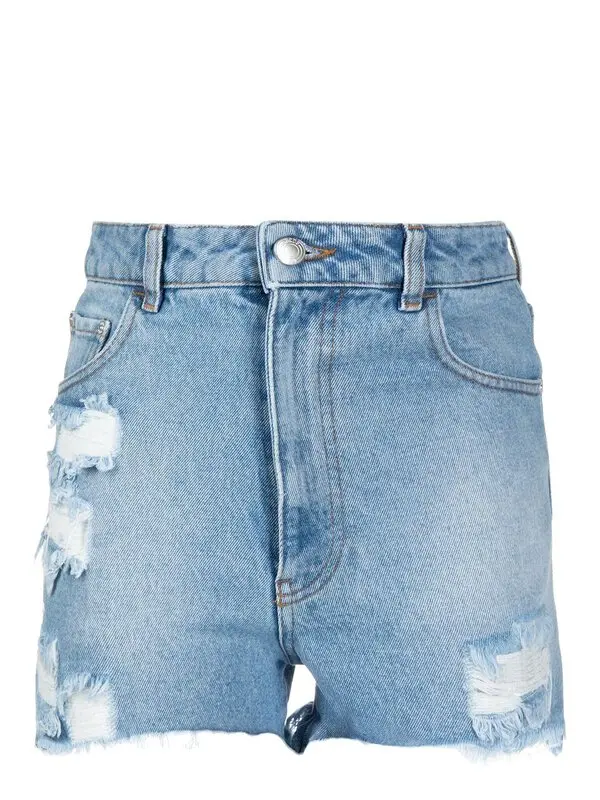 Gcds Ripped Denim Shorts - Blue